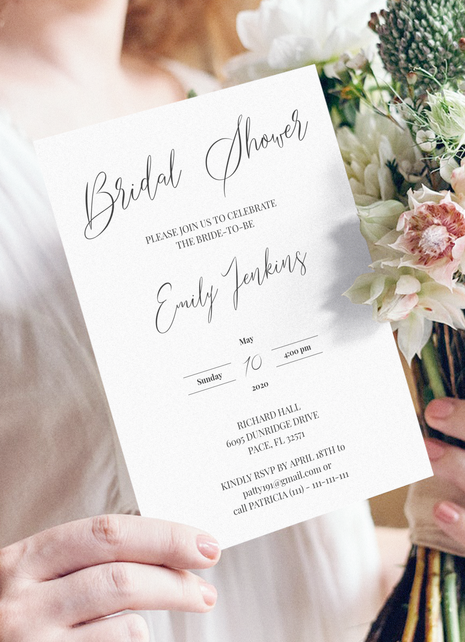 Download Printable Classic Elegant Bridal Shower Invitation PDF