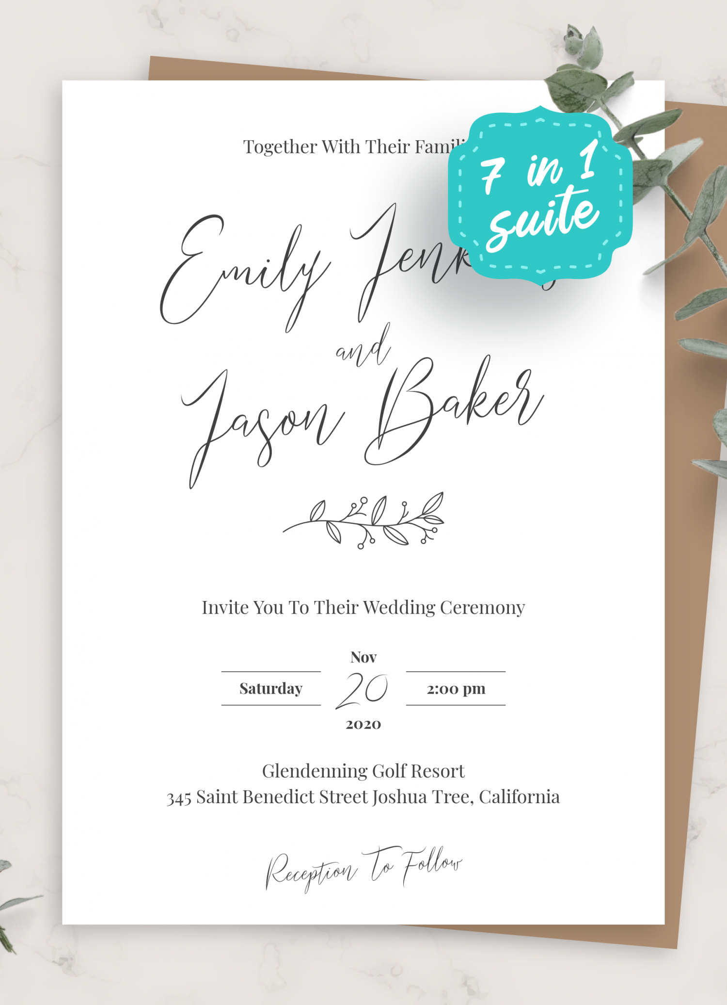 Download Printable Classic Elegant Wedding Invitation Suite PDF Download Printable Classic Elegant Wedding Invitation Suite PDF
