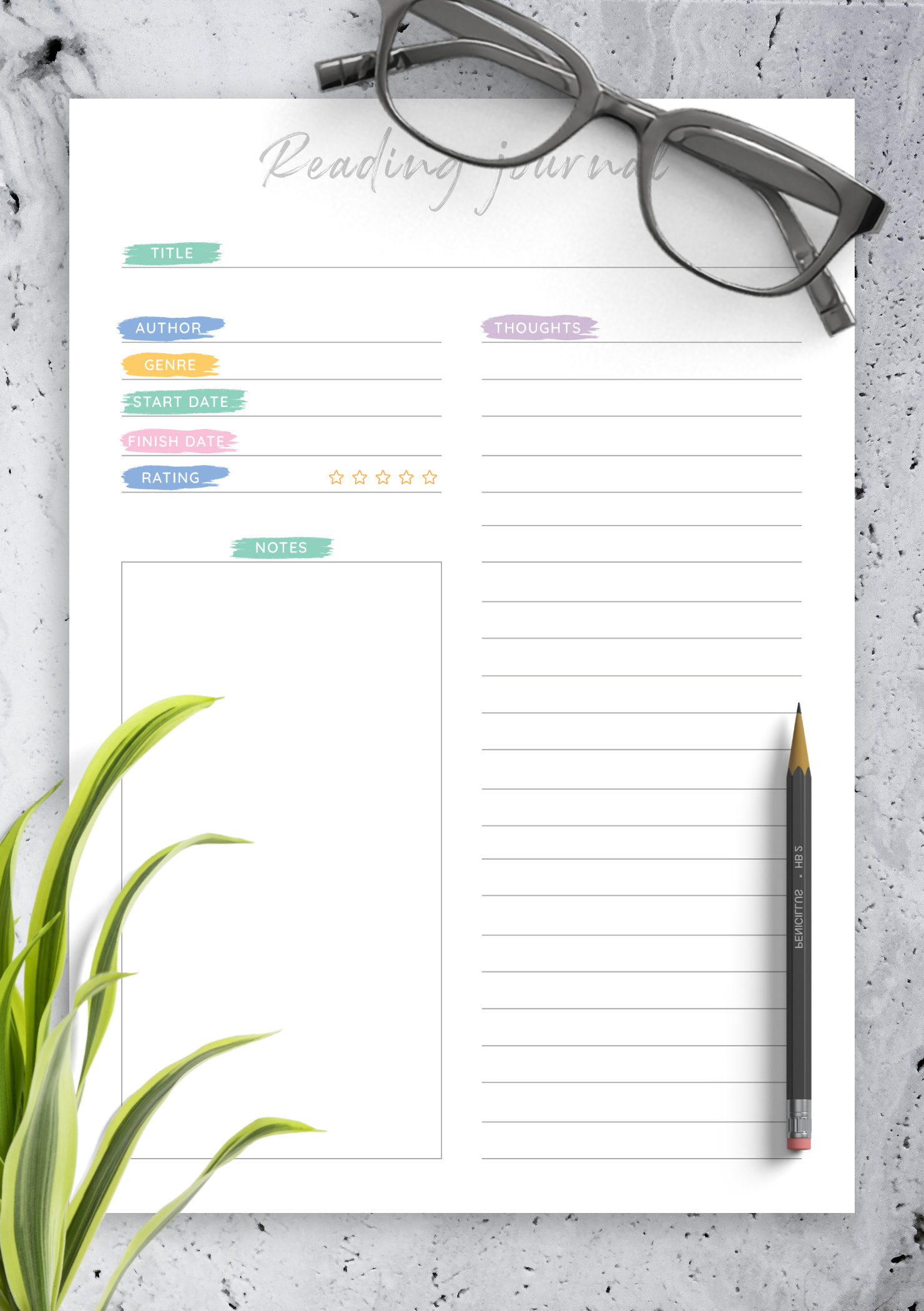 Paper Party Supplies Stationery Reading Diary Downloadable Canva