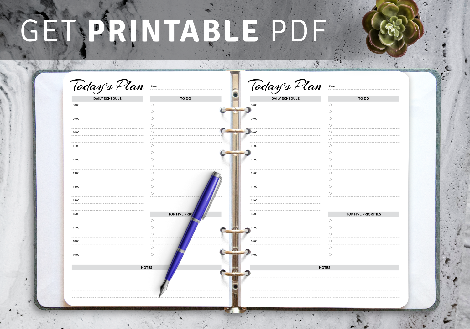Download Printable Daily Planner With Hourly Schedule To do List