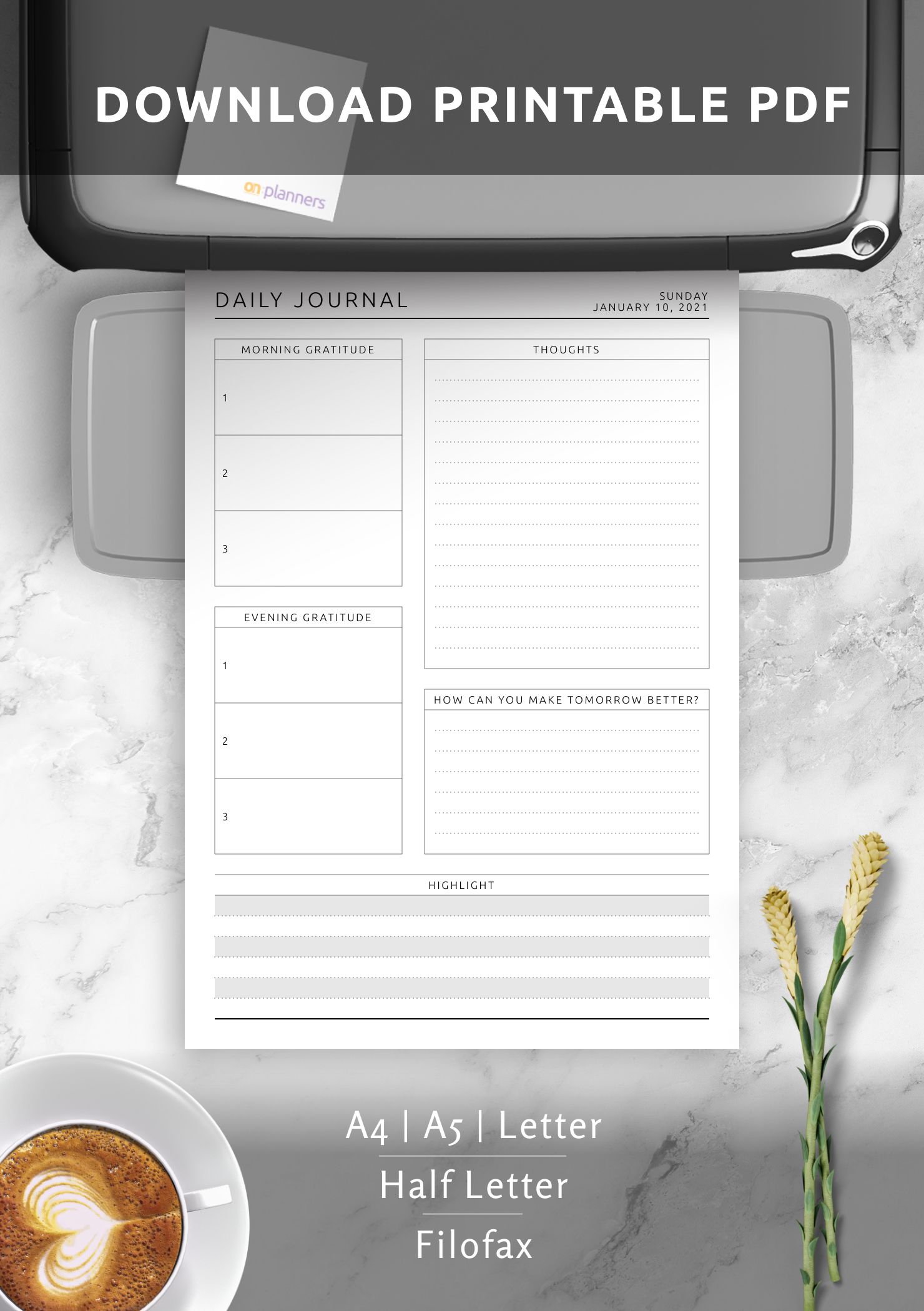 Download Printable Daily Wellness Journal Template PDF