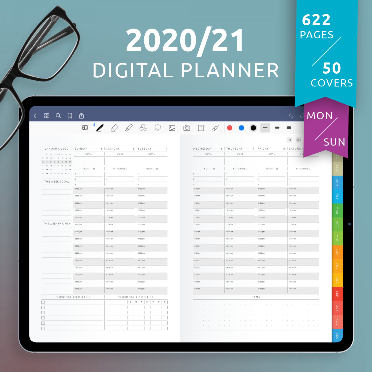 Download Digital Planner PDF For IPad White Theme PDF
