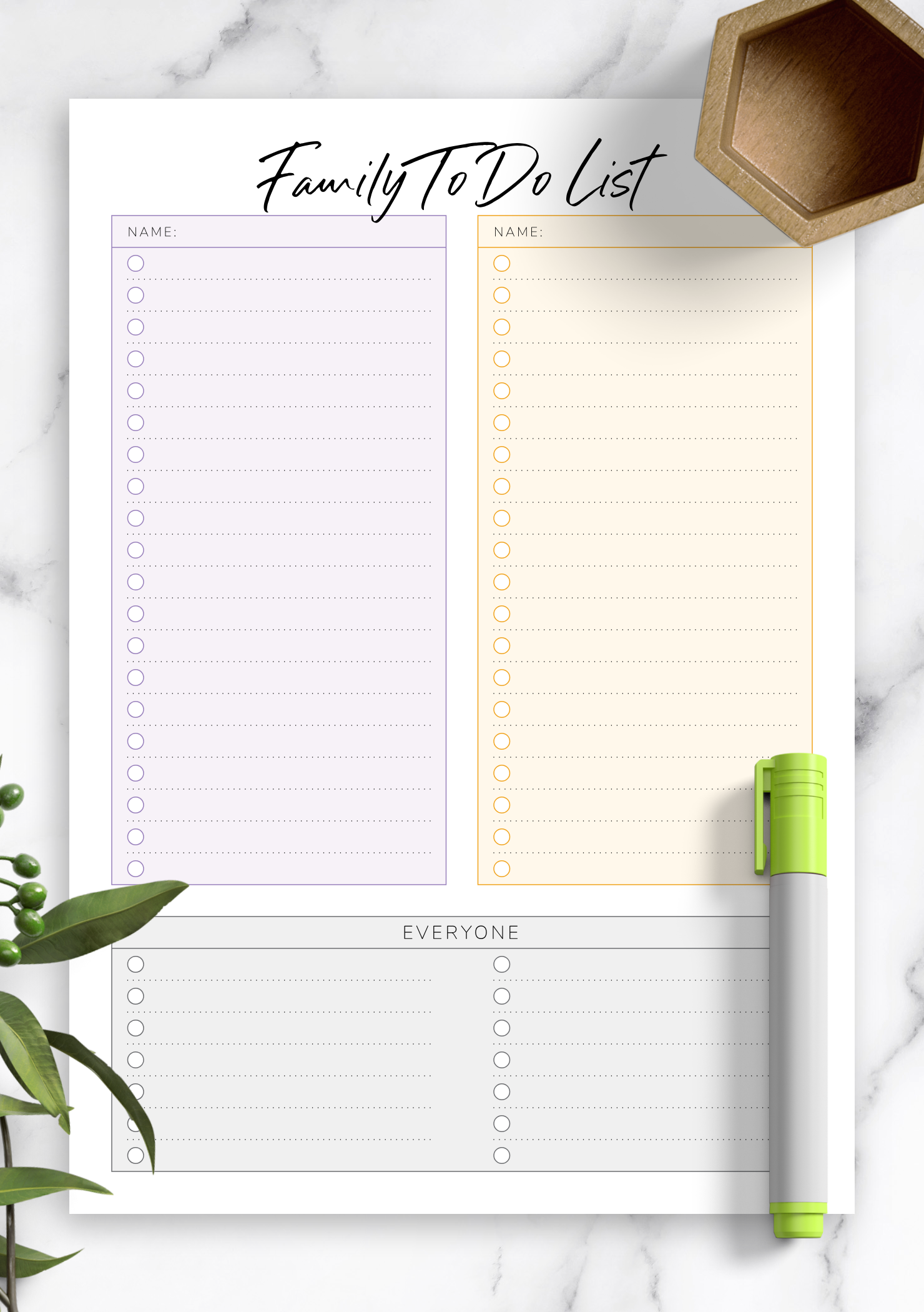 Download Printable Family To Do List For Two Persons PDF Download Printable Family To Do List For Two Persons PDF