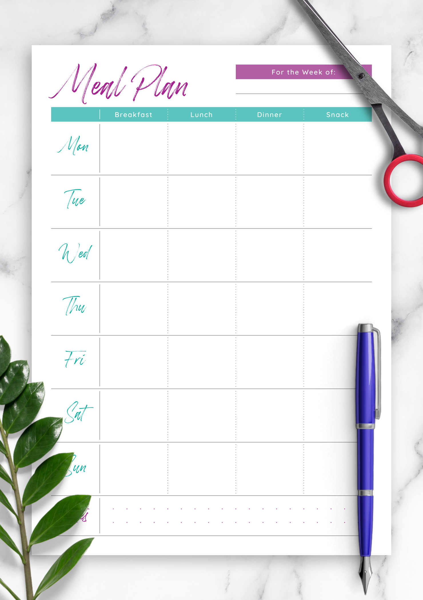 Download Printable Weekly Meal Plan Casual Style Pdf In Weekly Meal Planner Pdf Livin On A 