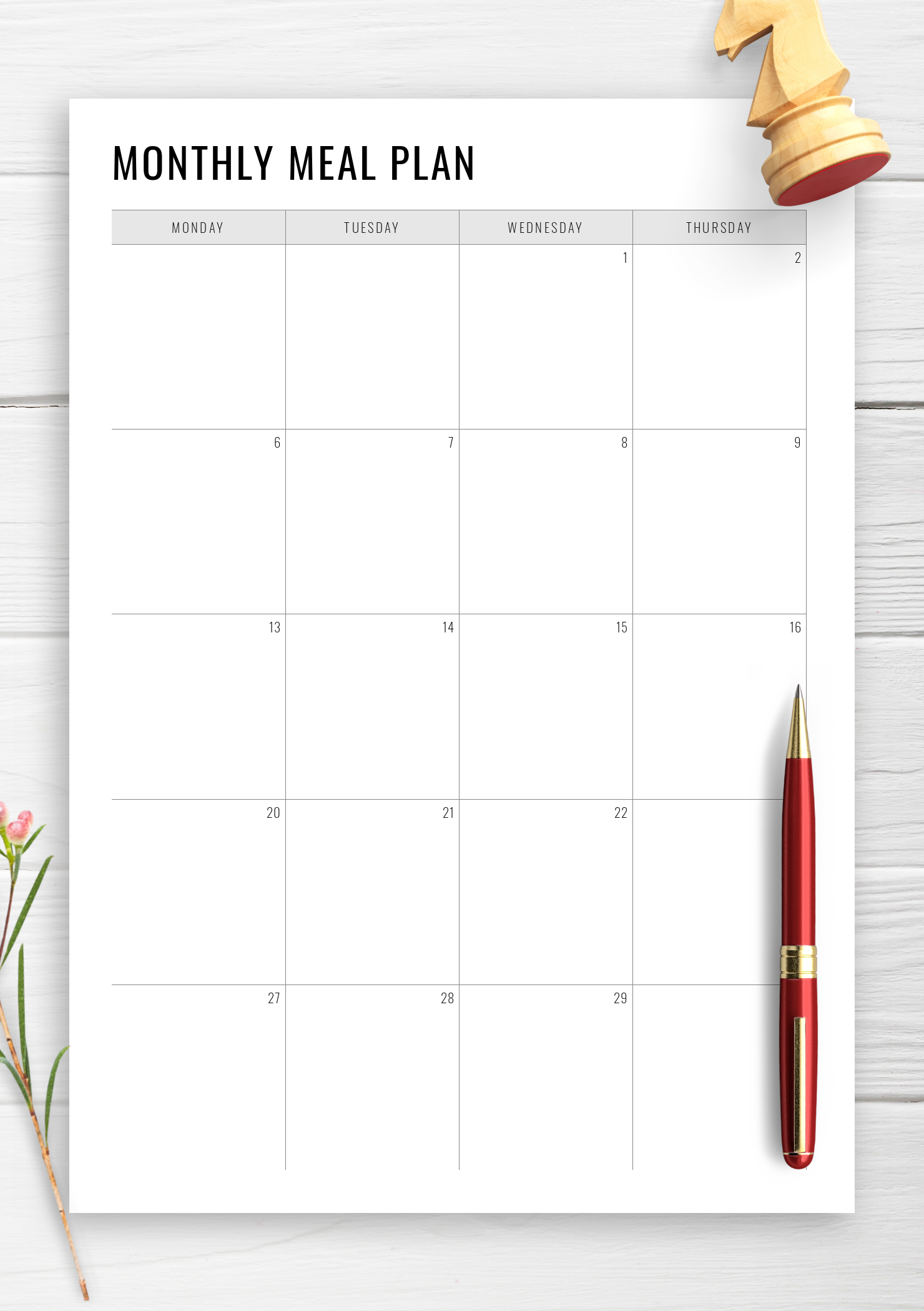Printable Monthly Meal Planner Template Printable Templates Vrogue