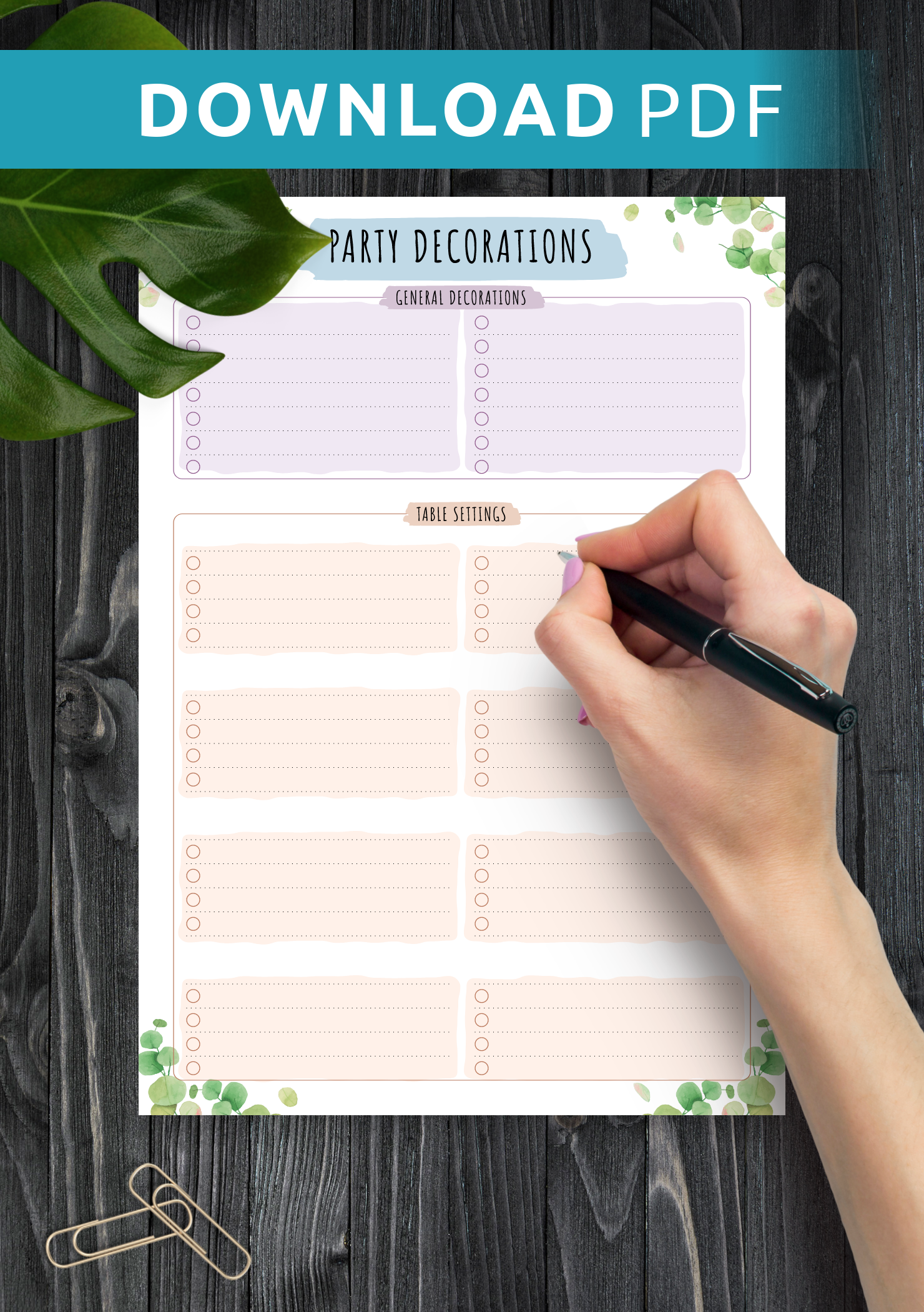 Download Printable Party Decorations List Floral Style PDF Download Printable Party Decorations List Floral Style PDF