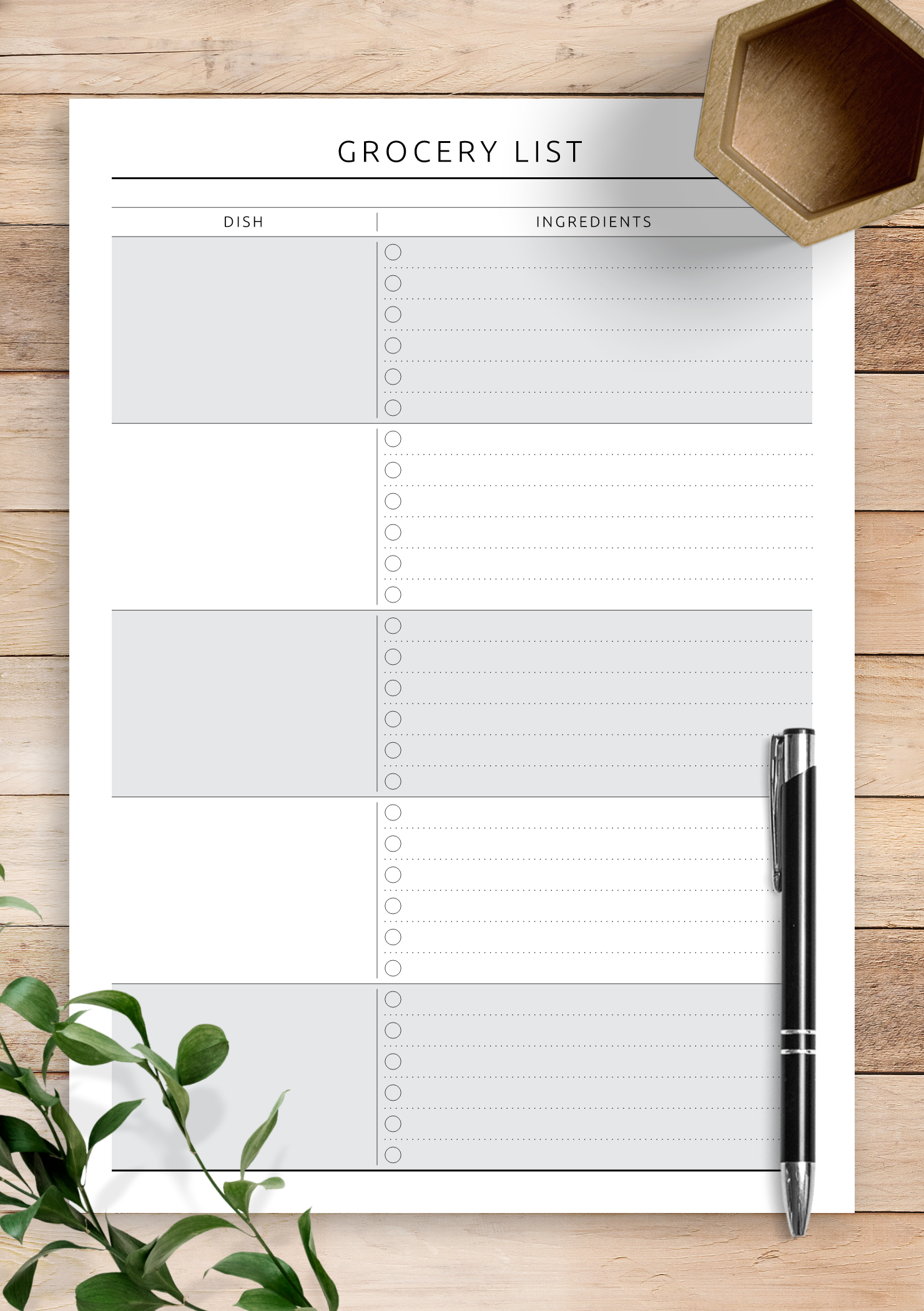 Download Printable Party Grocery List Original Style PDF