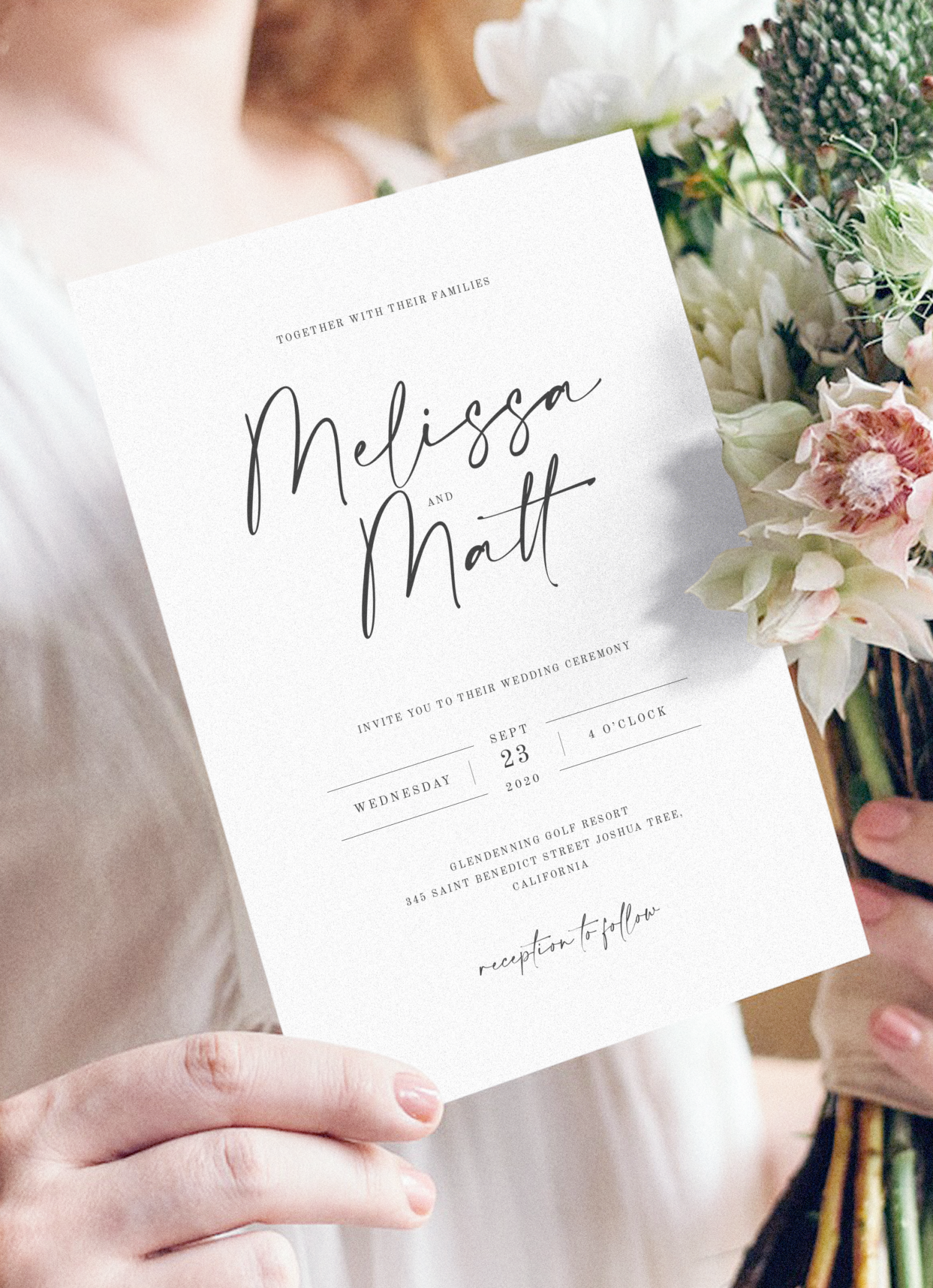 Printable Digital Download Or Printed Minimalist Wedding Invitation 