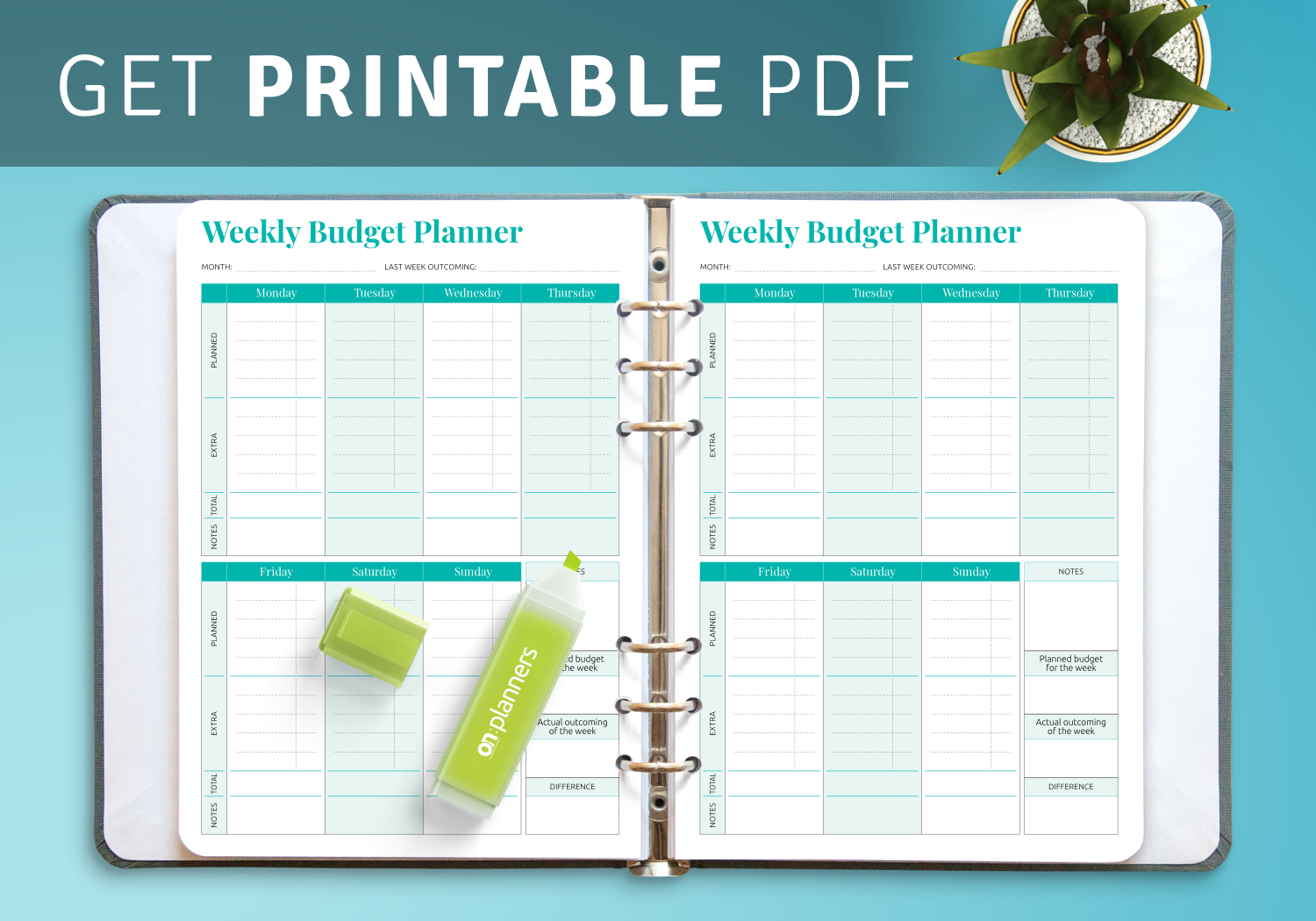 Download Printable Simple Weekly Budget Template PDF