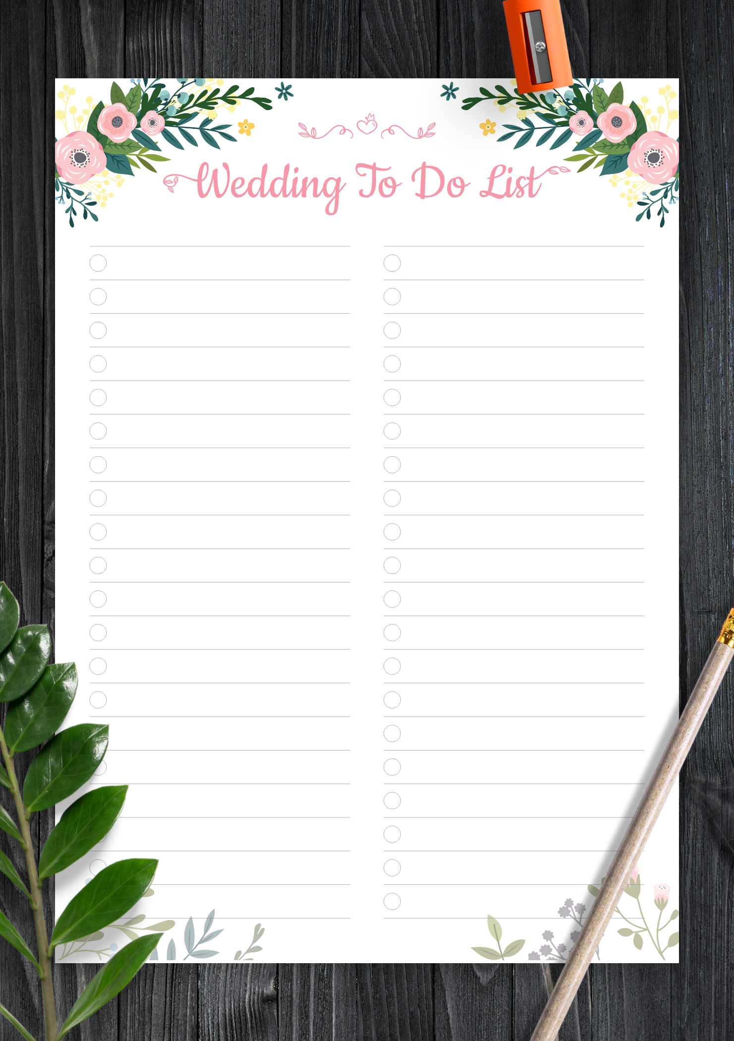 Free Wedding To Do List Printable