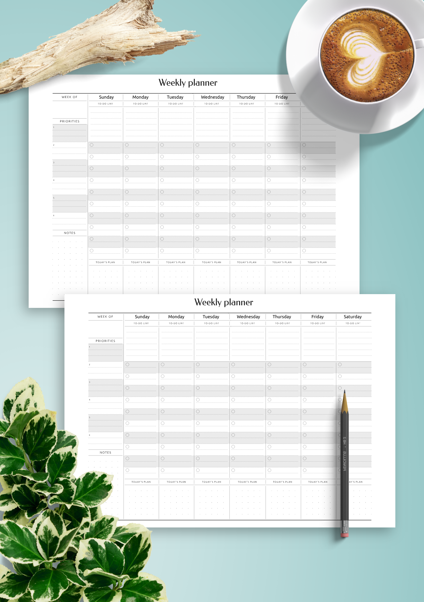 Download Printable Horizontal Weekly Task Planner Template PDF 