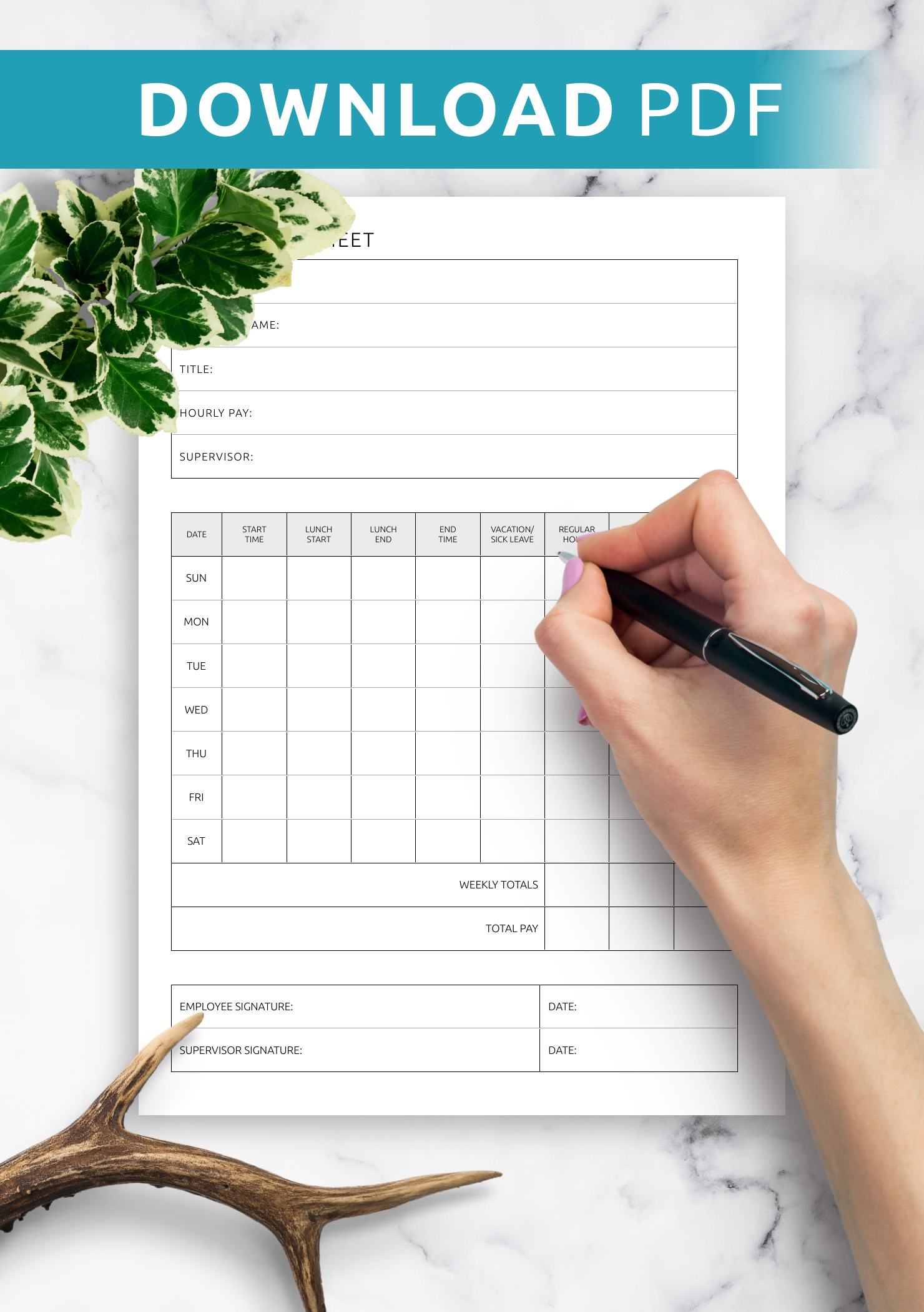 Weekly Timesheet Template Track Work Hours Productivity Weekly Timesheet Template Track Work Hours Productivity