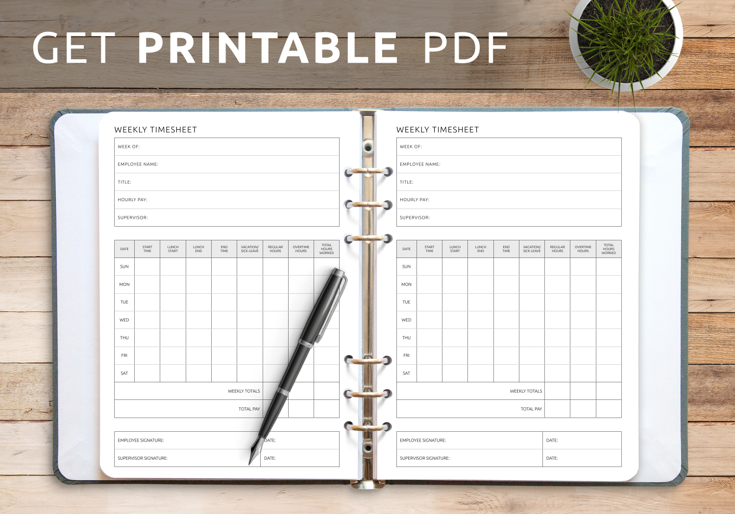 Weekly Timesheet Template Track Work Hours Productivity Weekly Timesheet Template Track Work Hours Productivity