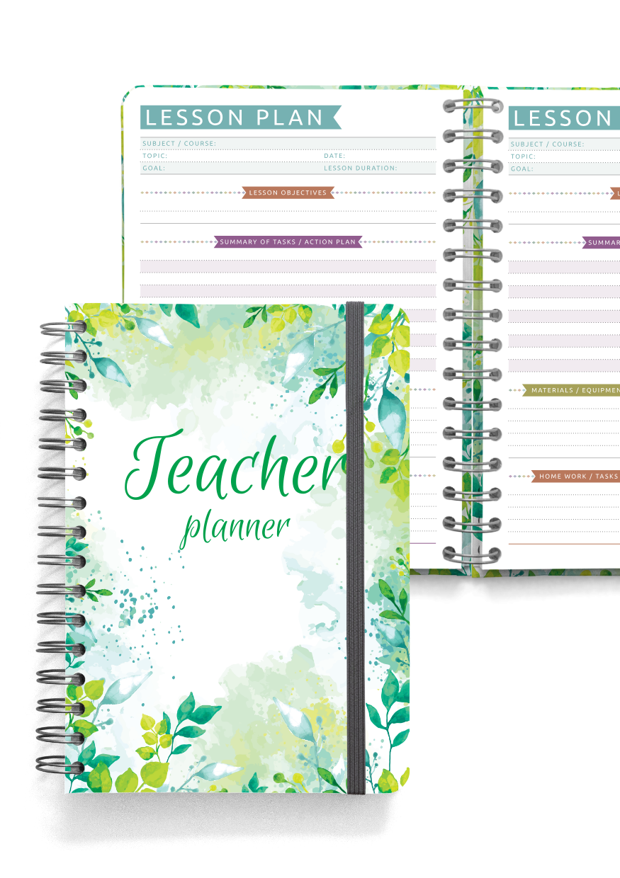 Download Printable Teacher Planner Spiral Bound Casual Style PDF