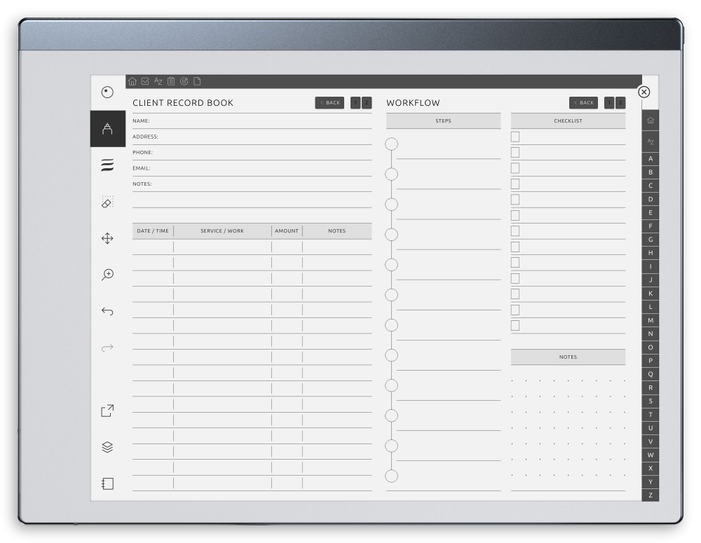 Download Digital Client Record Book for reMarkable Paper Pro, 2, 1