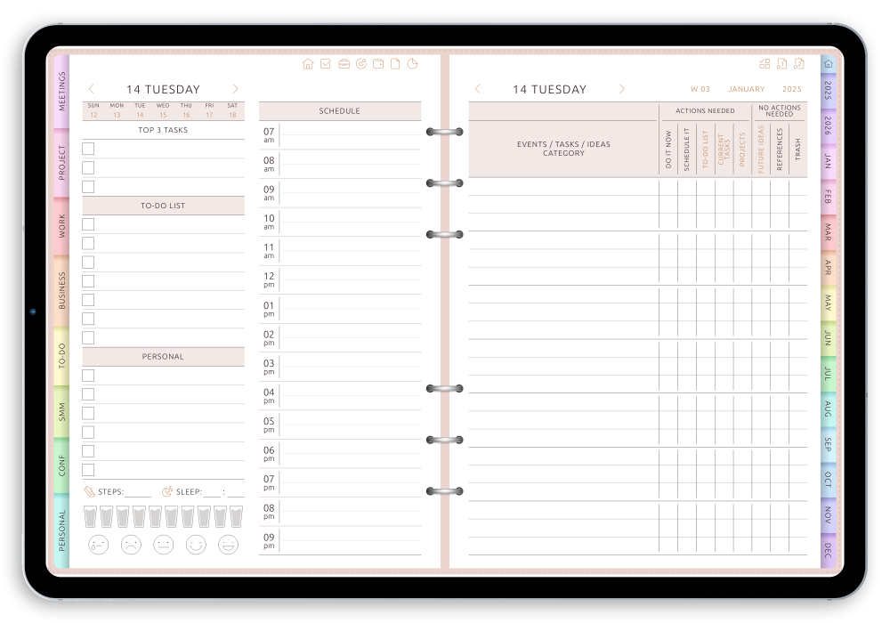 Daily Productivity Digital Planner (Light Theme) - Download for iPad ...