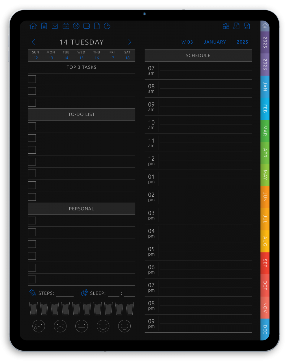 Daily Productivity Digital Planner (Light Theme) - Download for iPad ...
