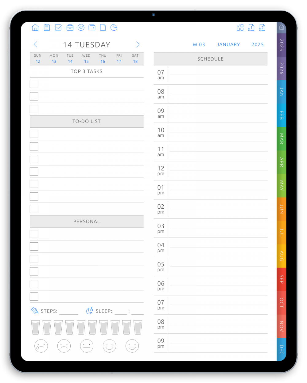 Daily Productivity Digital Planner (Light Theme) - Download for iPad ...