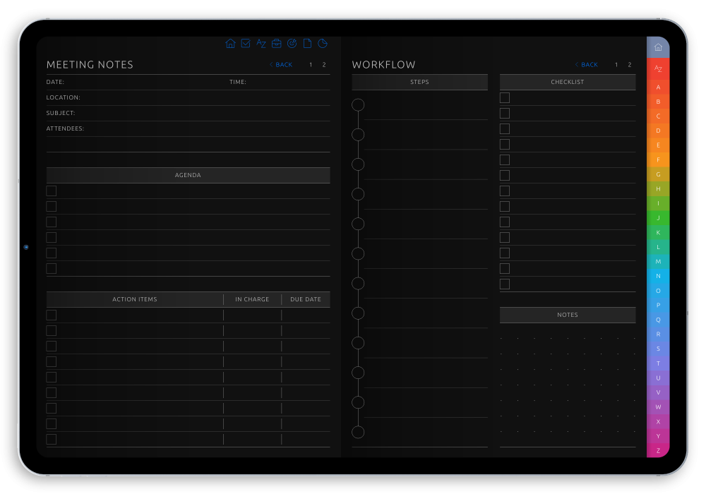 Download Business Meeting Notes Hyperlinked PDF for iPad, Android
