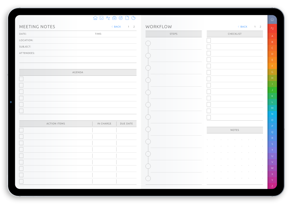 Download Business Meeting Notes Hyperlinked PDF for iPad, Android