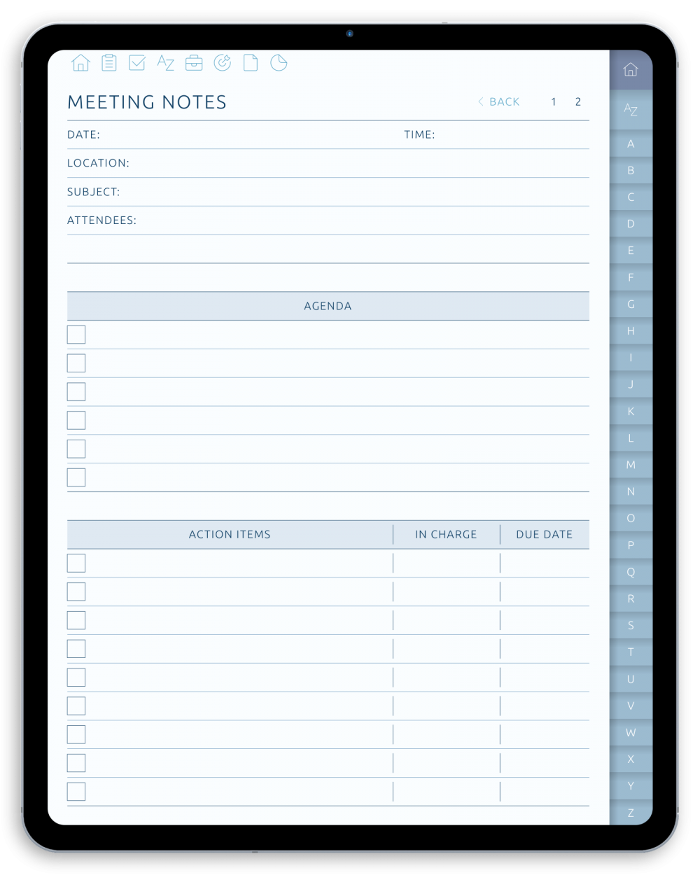 Download Business Meeting Notes Hyperlinked PDF for iPad, Android