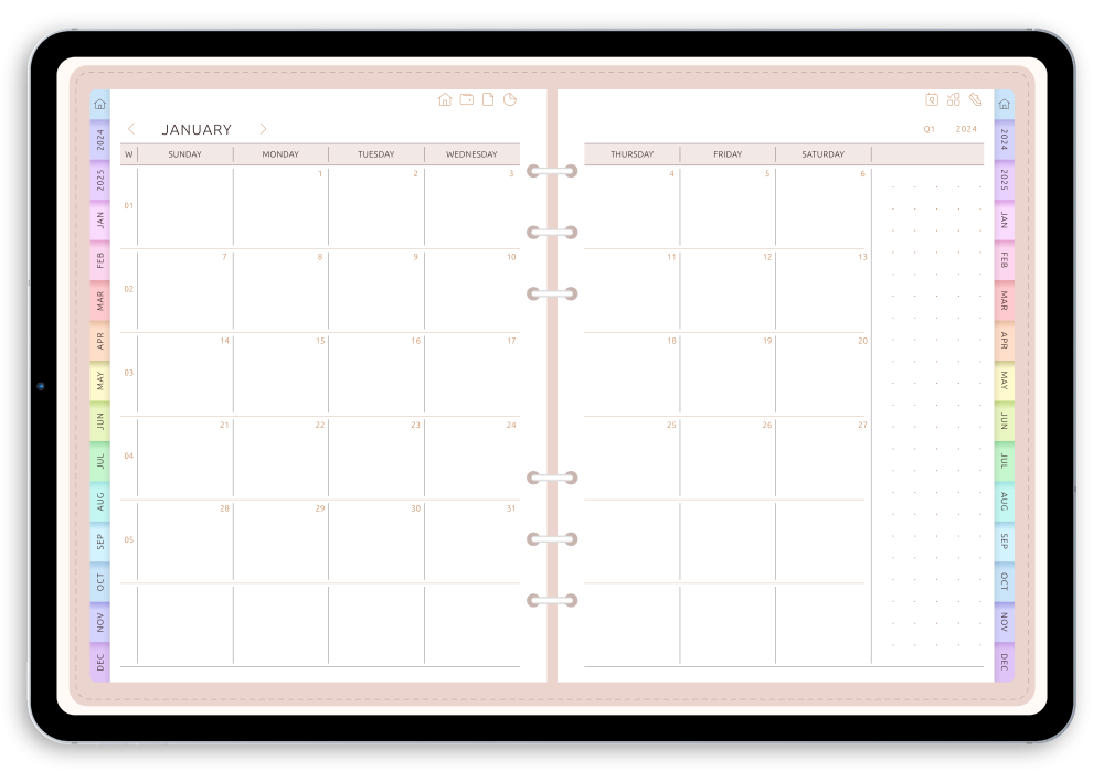 Download 2025 - 2030 Monthly Calendar (5 years) for GoodNotes, iPad, etc