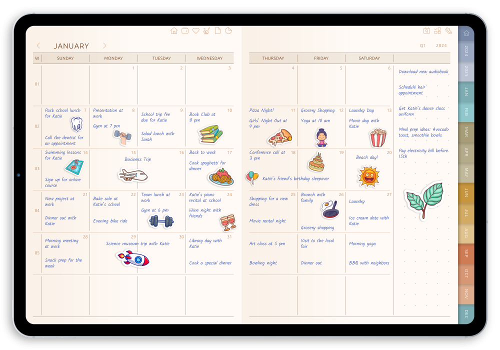 Download Monthly Planner Hyperlinked PDF for GoodNotes, iPad, etc