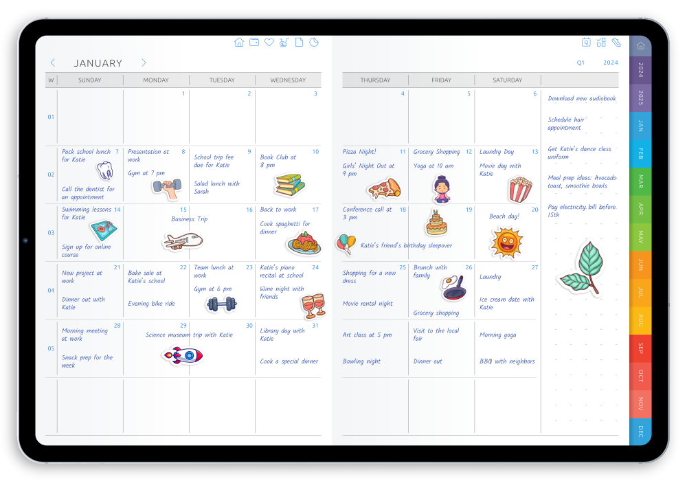 Download Monthly Planner Hyperlinked PDF for GoodNotes, iPad, etc