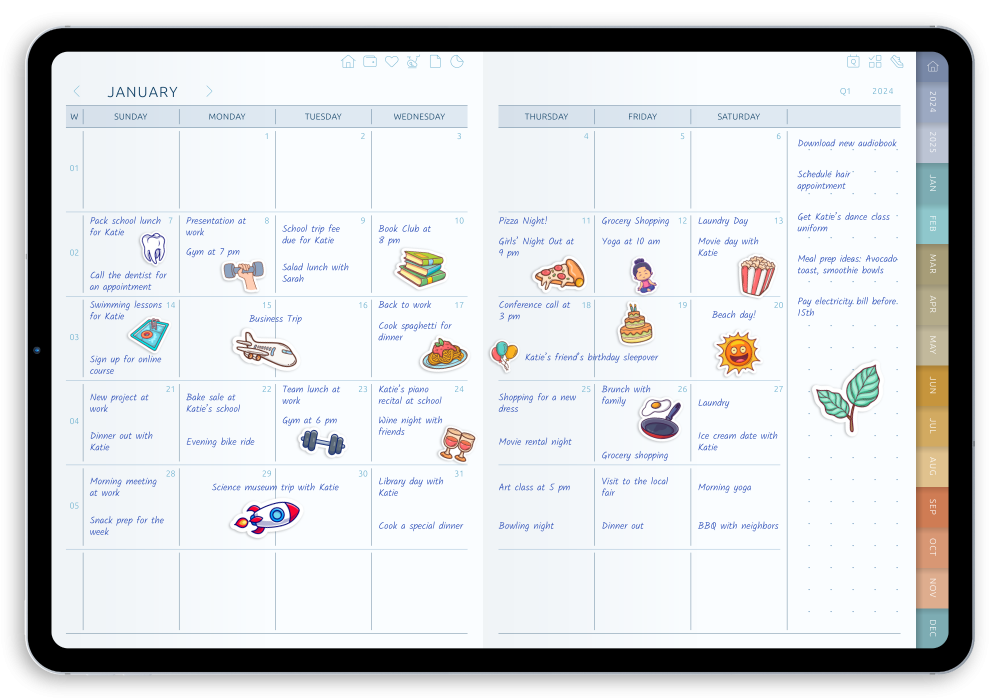 Download Monthly Planner Hyperlinked PDF for GoodNotes, iPad, etc