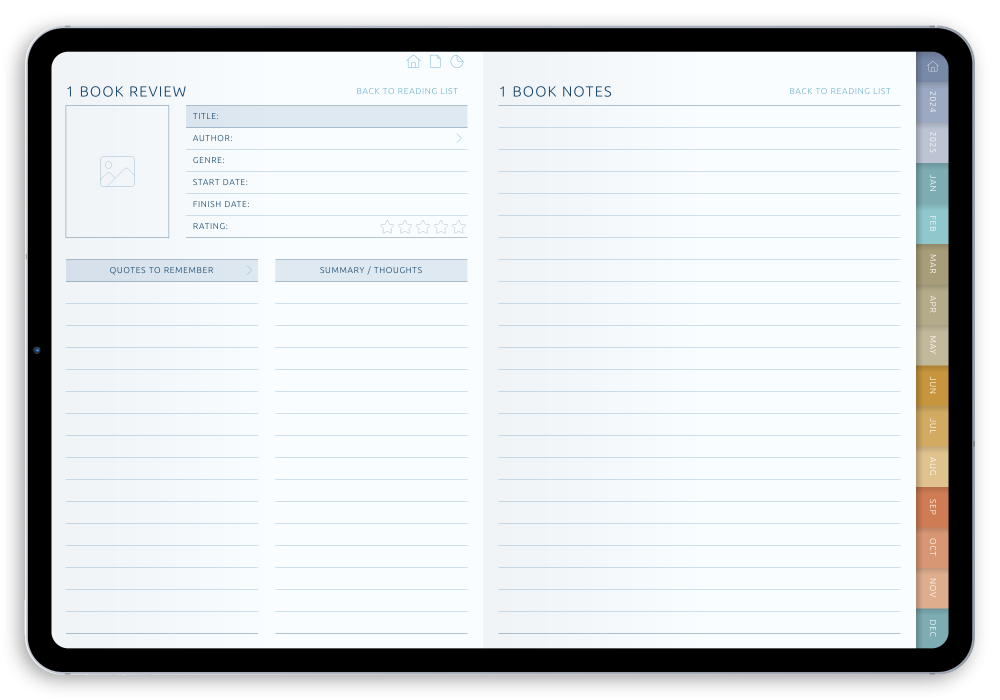 Download Reading Journal Hyperlinked PDF for iPad/Android