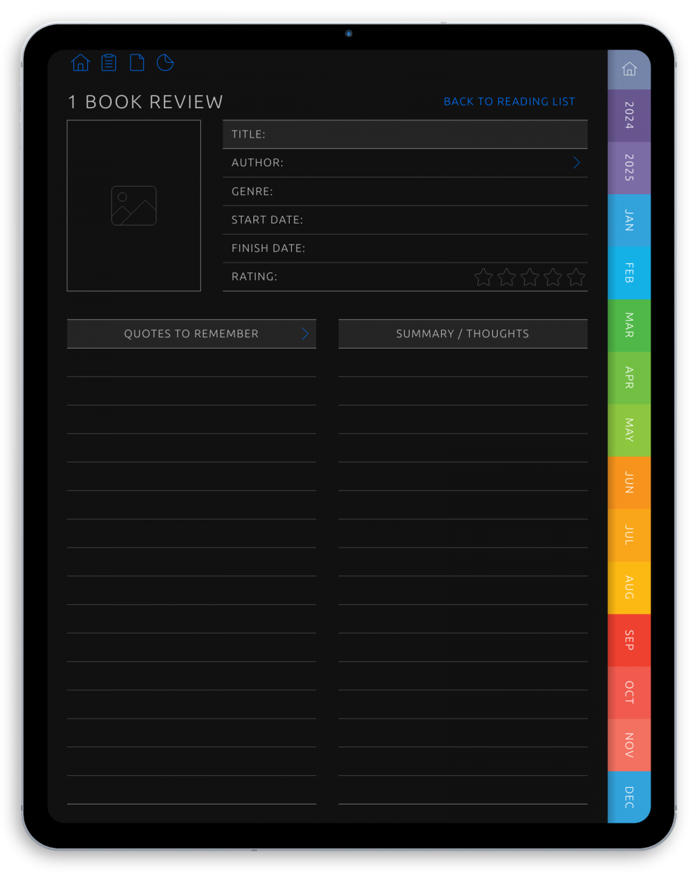 Download Reading Journal Hyperlinked PDF for iPad/Android