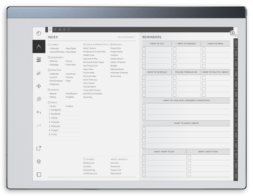 Download Digital Shop Planner for reMarkable - Hyperlinked PDF