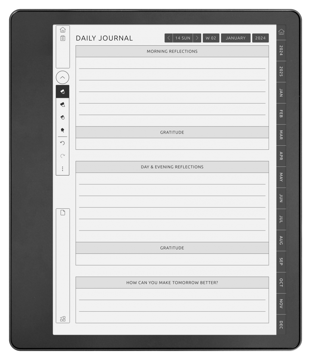 Kindle Scribe Daily Journal – Customizable Planner with Hyperlinked PDF