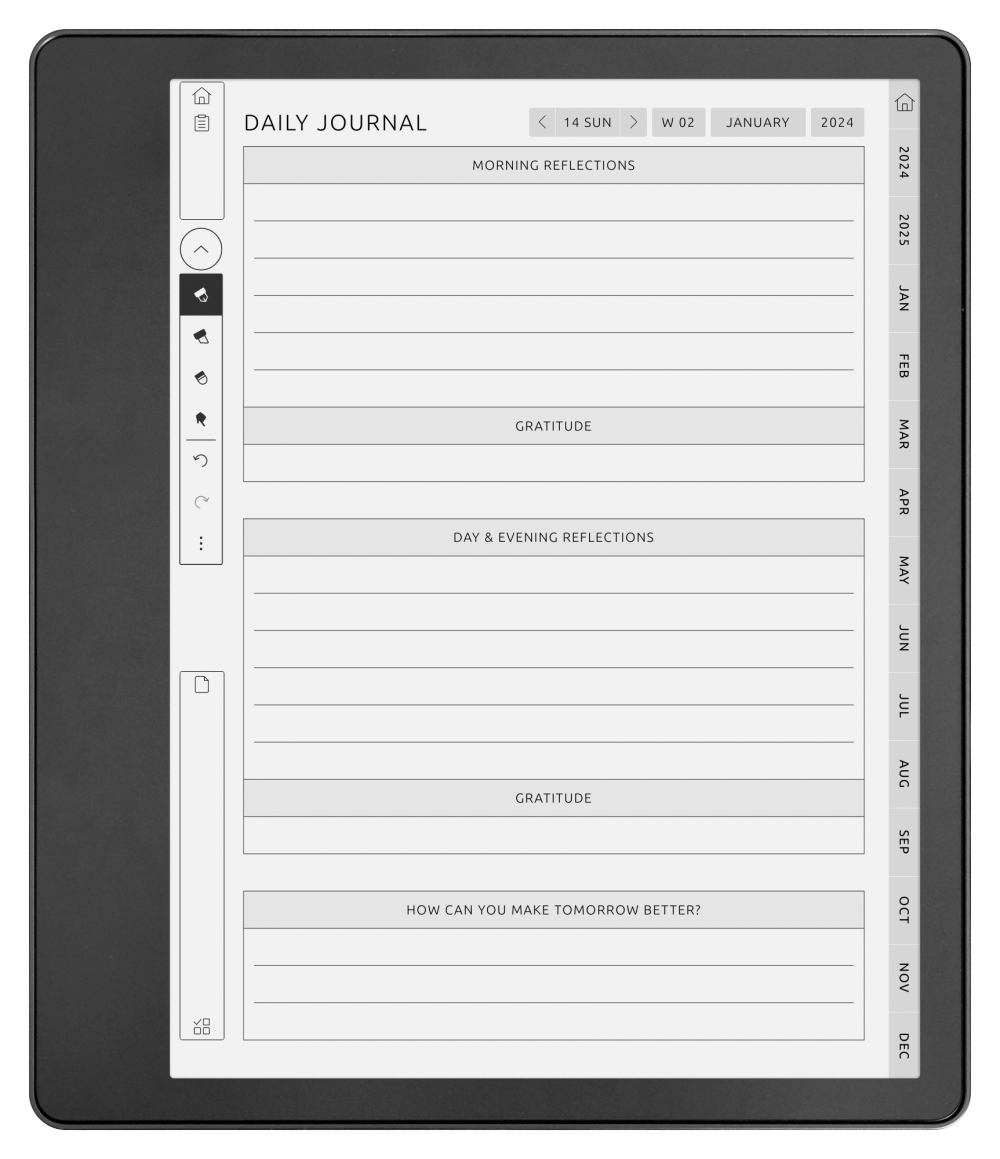 Kindle Scribe Daily Journal – Customizable Planner with Hyperlinked PDF
