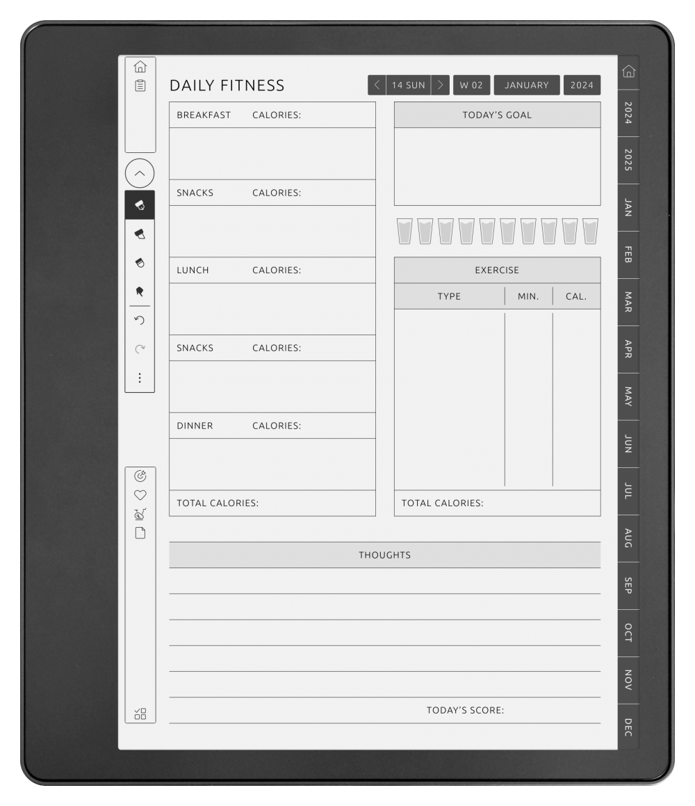 Kindle Scribe Health & Fitness Planner – Download Hyperlinked PDF