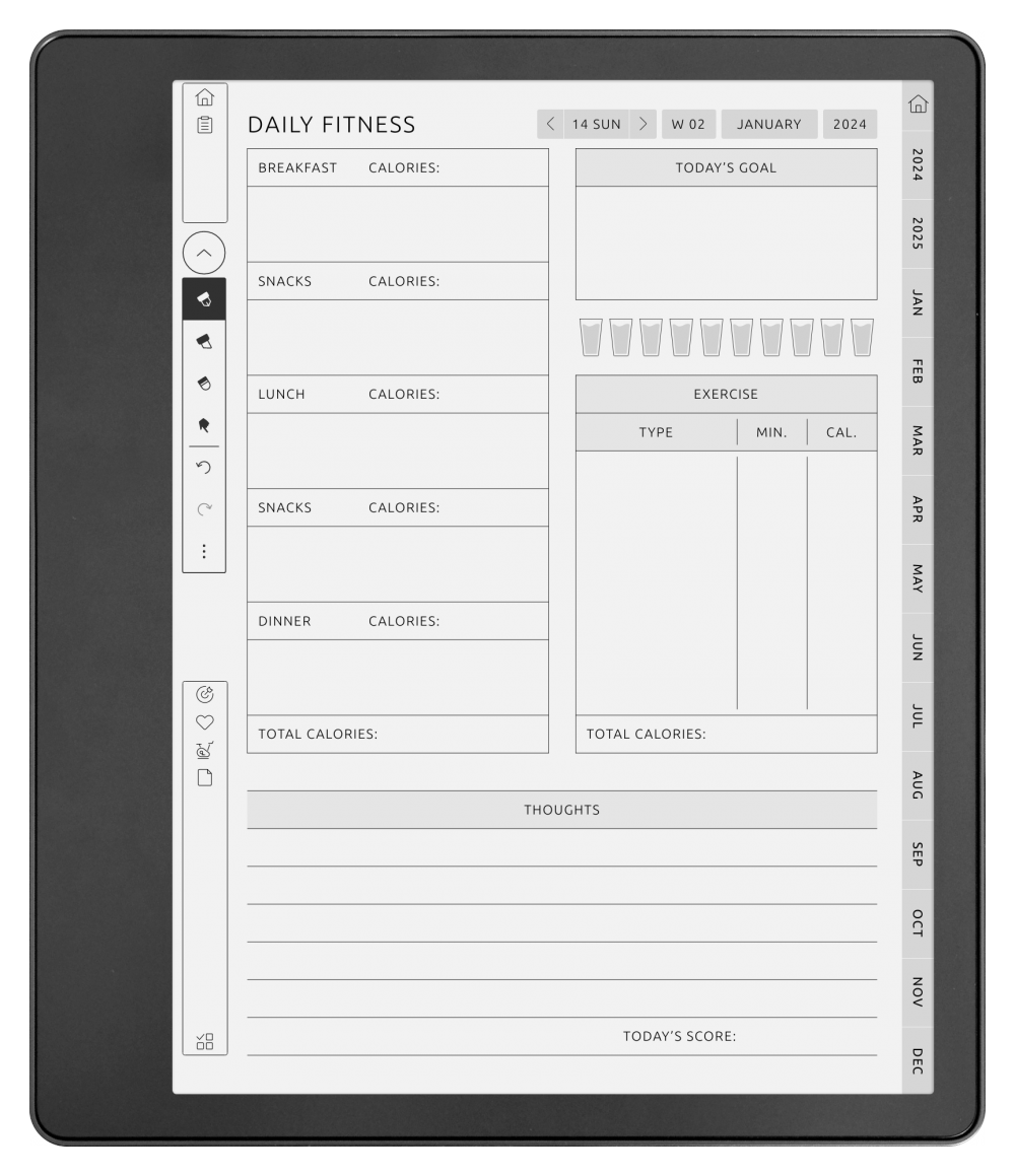 Kindle Scribe Health & Fitness Planner – Download Hyperlinked PDF