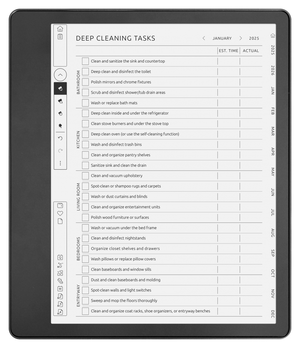 Download Kindle Scribe Household & Cleaning Planner Hyperlinked PDF