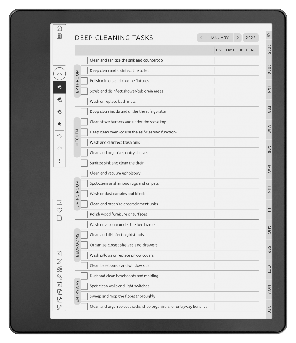 Download Kindle Scribe Household & Cleaning Planner Hyperlinked PDF