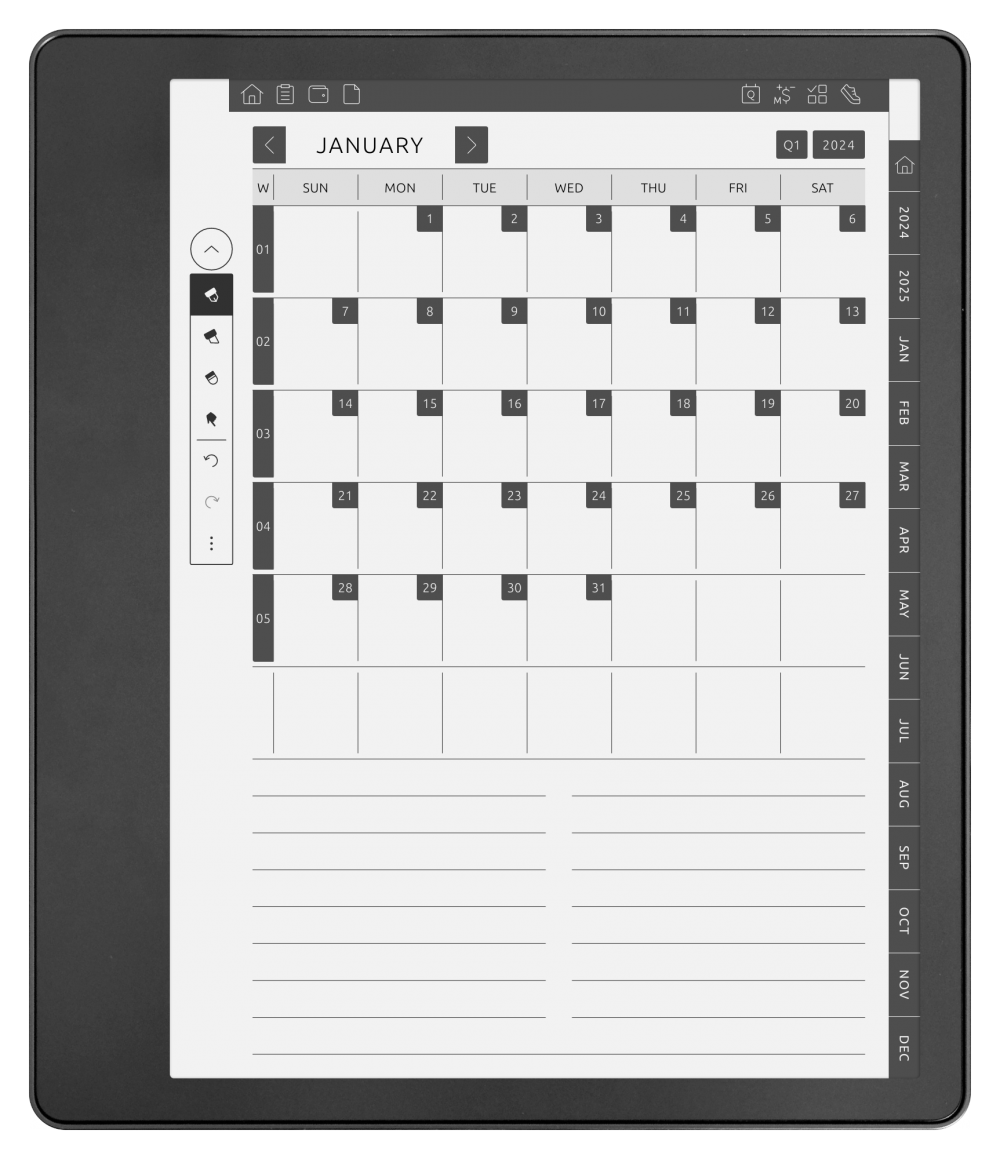 Download Kindle Scribe Monthly Calendar 2024 - 2029 Hyperlinked PDF