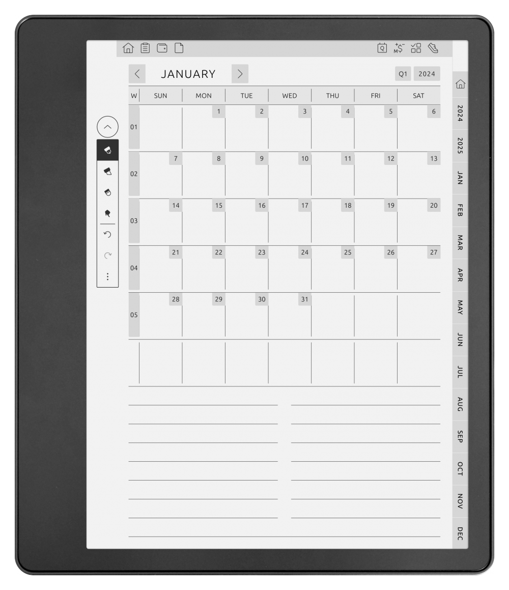 Kindle Scribe Calendar 2025-2030 – 5-Year Hyperlinked PDF