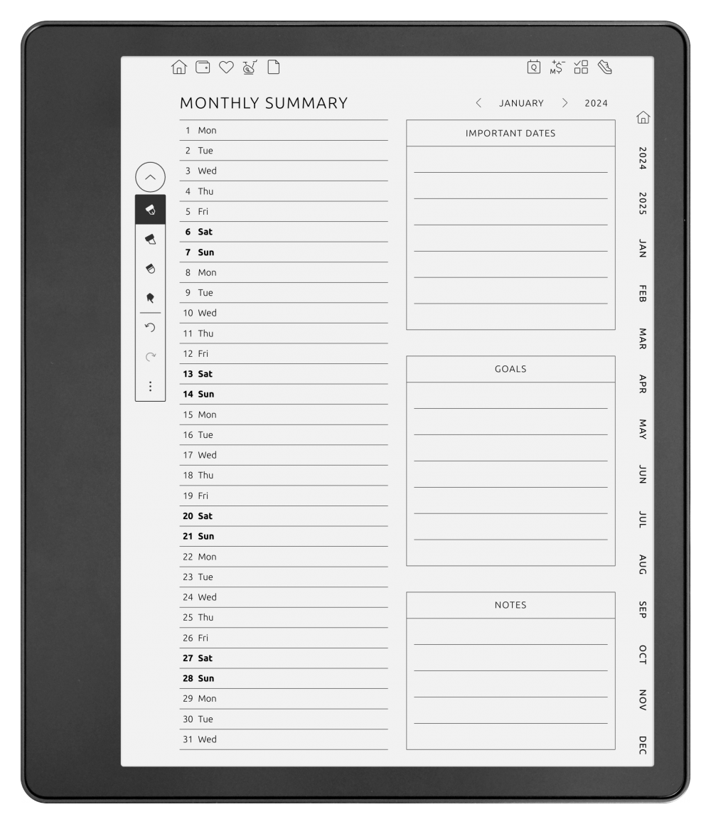 Download Kindle Scribe Monthly Planner Hyperlinked PDF