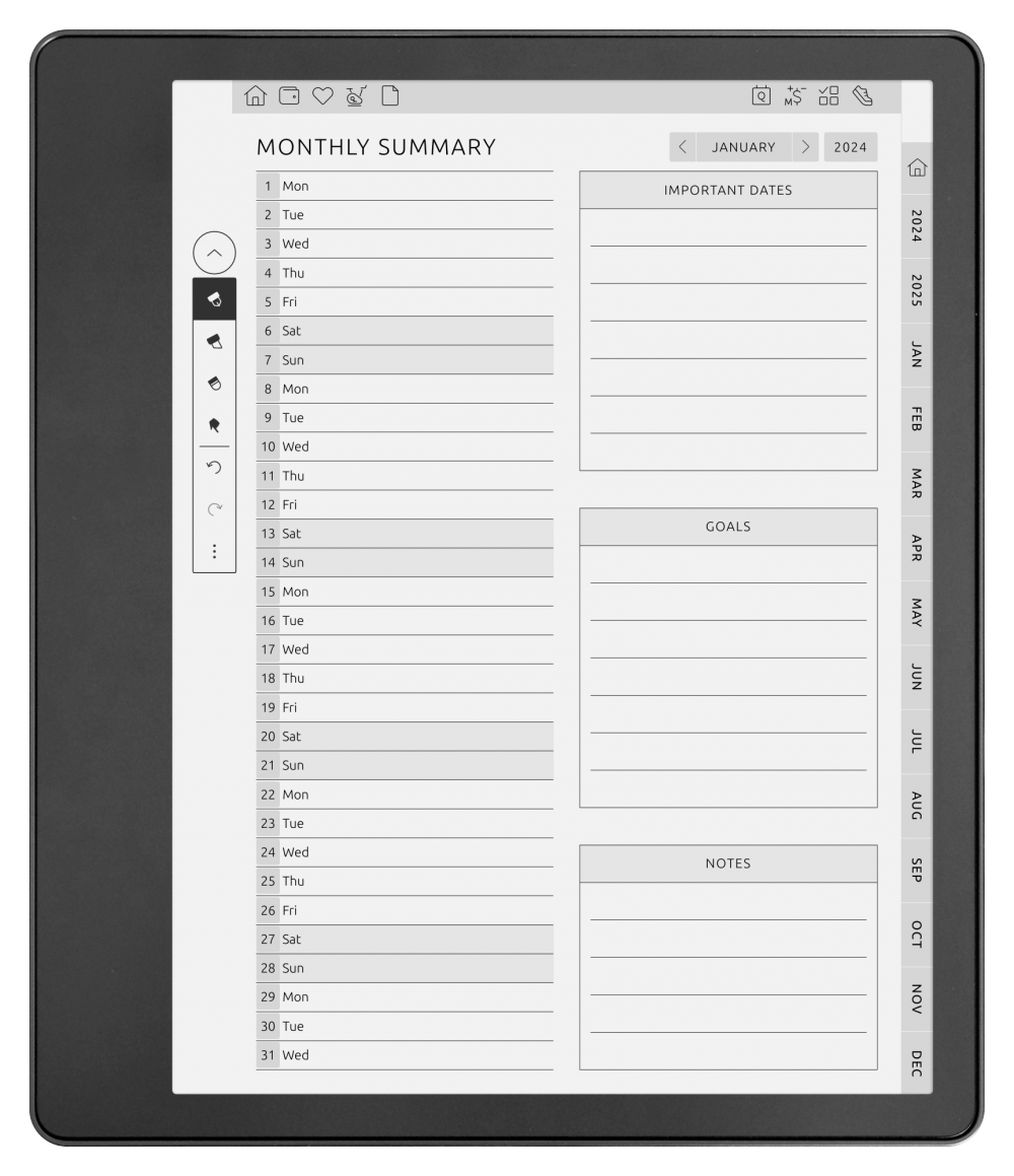 Download Kindle Scribe Monthly Planner Hyperlinked PDF