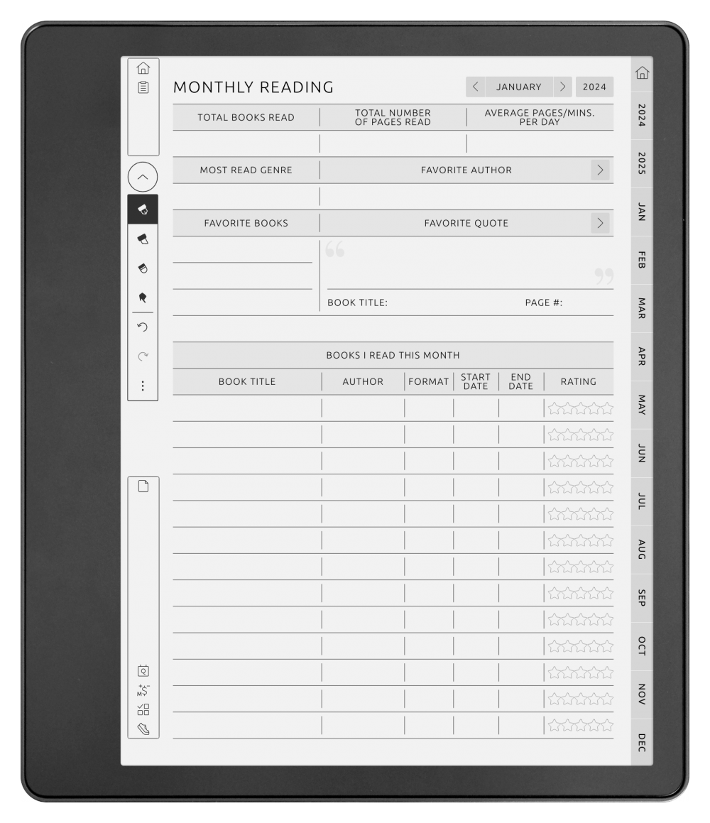 Interactive Kindle Scribe Reading Journal – Personalized Yearly ...