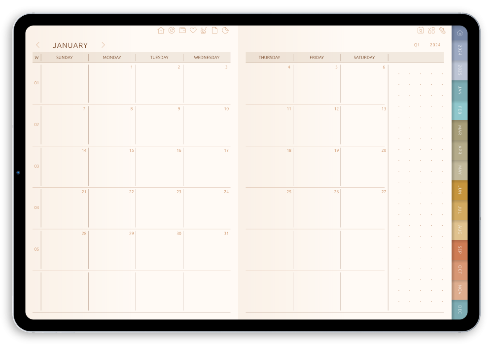 Download Monthly Digital Planner PDF for GoodNotes, iPad