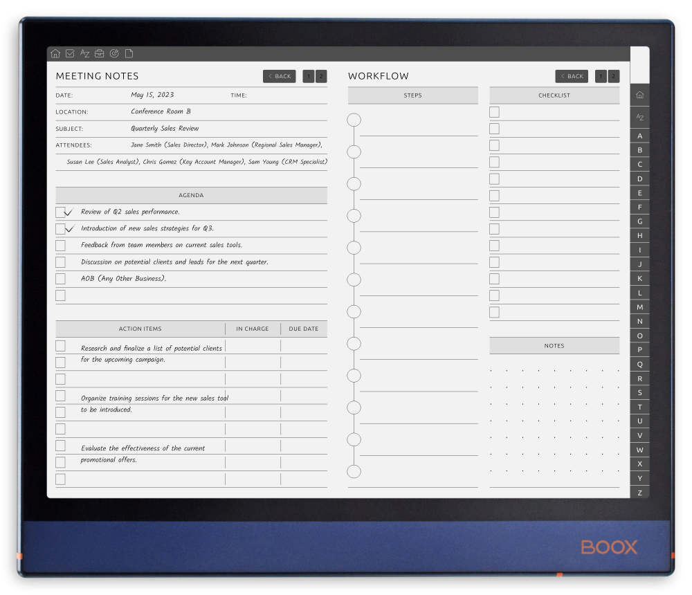 Download BOOX Note Business Meeting Notes Hyperlinked PDF