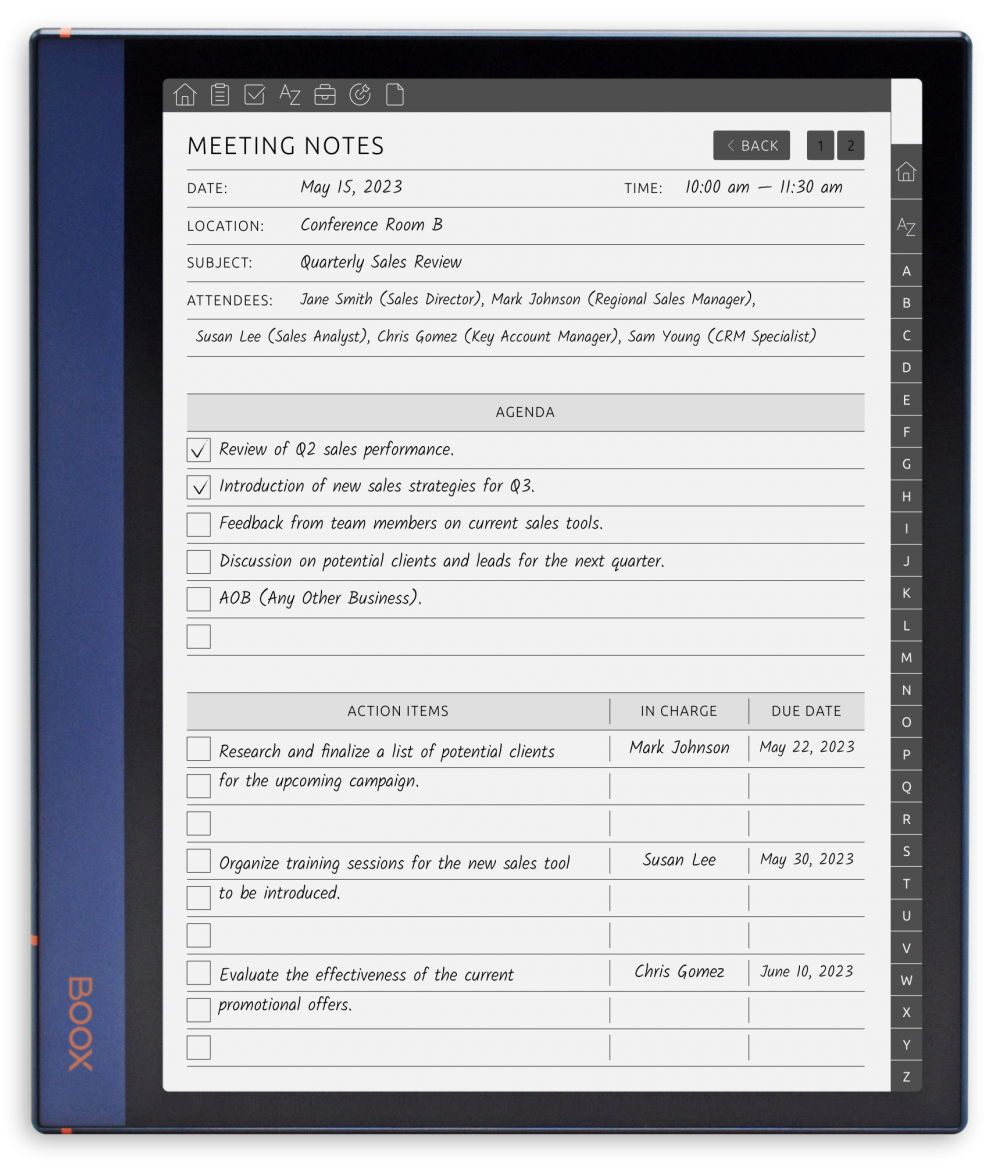 Download BOOX Note Business Meeting Notes Hyperlinked PDF