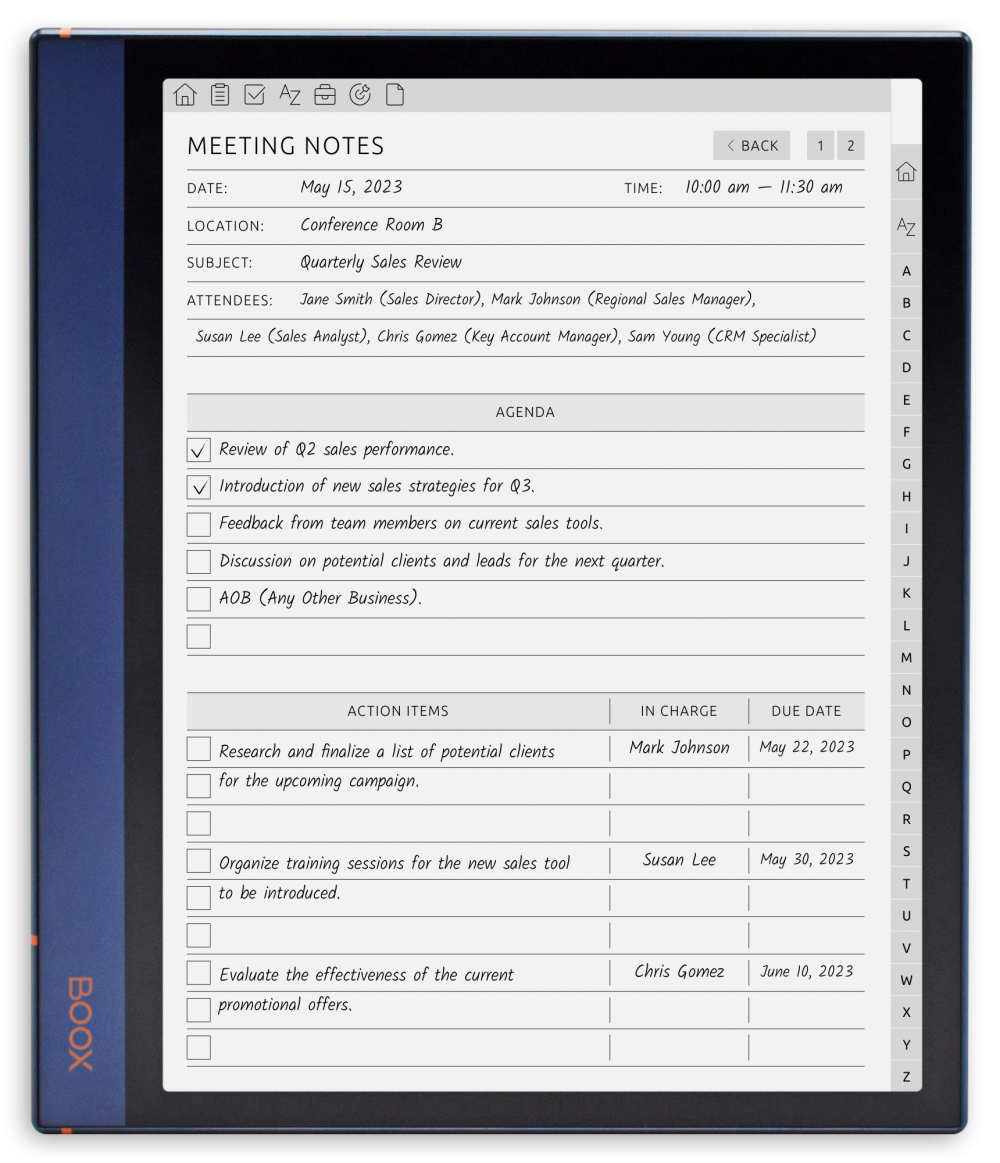 Download BOOX Note Business Meeting Notes Hyperlinked PDF