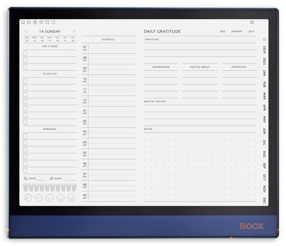 Download the Daily Planner Hyperlinked PDF for ONYX BOOX Devices