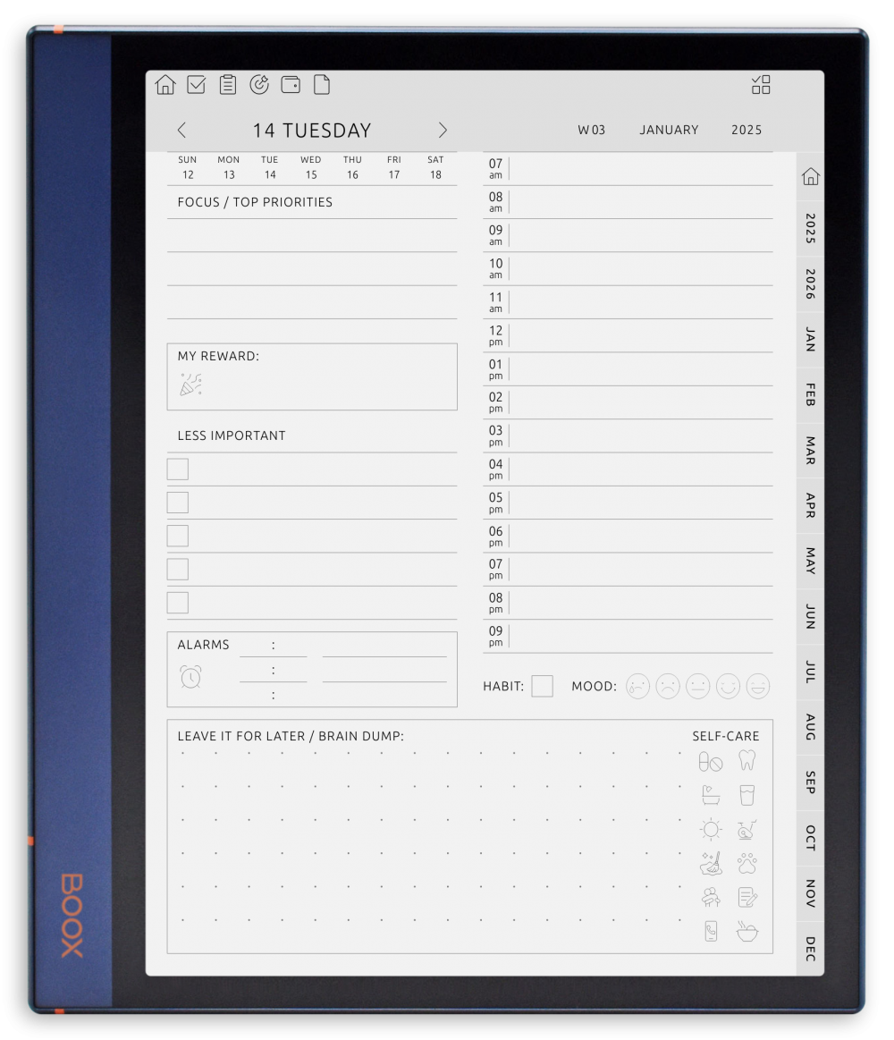 Download the Daily Planner Hyperlinked PDF for ONYX BOOX Devices