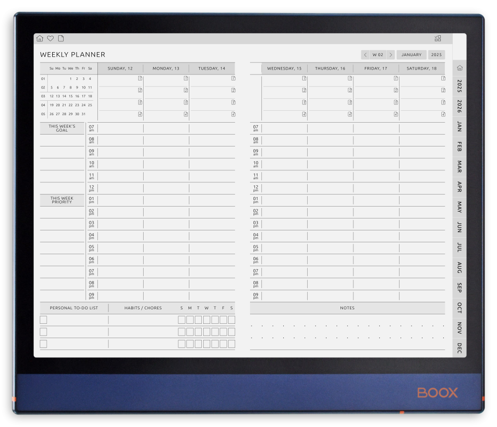 Hyperlinked Diary Planner PDF – Seamless Planning for ONYX BOOX